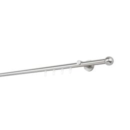 ONDECO Gardinenstange auf Ma&szlig; Innenlauf 20mm Ball 1-lauf Wandtr&auml;ger 6,5cm mit Gleiter Farbe: Edelstahl-Optik, Gr&ouml;&szlig;e: 280cm