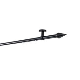 ONDECO Gardinenstange auf Ma&szlig; Innenlauf 20mm Kegel 1-lauf Deckentr&auml;ger 4cm mit Gleiter Farbe: Schwarz, Gr&ouml;&szlig;e: 250cm