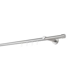 ONDECO Gardinenstange auf Ma&szlig; Innenlauf 20mm Cap 1-lauf Wandtr&auml;ger 12cm mit Gleiter Farbe: Edelstahl-Optik, Gr&ouml;&szlig;e: 270cm