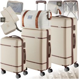 TecTake&reg; Reisekofferset, 13-teilig, Hartschalen aus robustem ABS-Kunststoff, 360&deg; drehbare, abnehmbare Doppelrollen, mit Teleskopgriff
