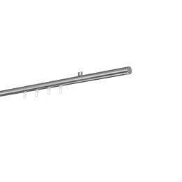 ONDECO Gardinenstange auf Ma&szlig; Innenlauf 20mm Match 1-lauf Deckentr&auml;ger 1,5cm mit Gleiter Farbe: Edelstahl-Optik, Gr&ouml;&szlig;e: 330cm