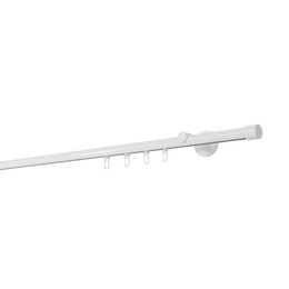 ONDECO Gardinenstange auf Ma&szlig; Innenlauf 20mm Cap 1-lauf Wandtr&auml;ger 6,5cm mit Gleiter Gr&ouml;&szlig;e: 240cm, Farbvariante: Wei&szlig;
