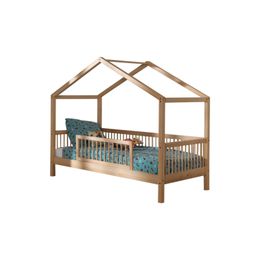 Vipack FAGUS Hausbett mit Liegefl&auml;che 90 x 200 cm, inkl. Lattenrost, Absturzschutz, Ausf. Buche massiv natur