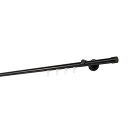 ONDECO Gardinenstange auf Ma&szlig; Innenlauf 20mm Cap 1-lauf Wandtr&auml;ger 6,5cm mit Gleiter Gr&ouml;&szlig;e: 290cm, Farbvariante: Schwarz