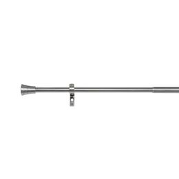 ONDECO Gardinenstange ausziehbar 1-lauf Wandmontage Endst&uuml;ck Zylinder Edelstahl-Optik 16/19 mm Farbe: Edelstahl-Optik, Gr&ouml;&szlig;e: 210-400 cm