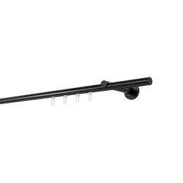 ONDECO Gardinenstange auf Ma&szlig; Innenlauf 20mm Match 1-lauf Wandtr&auml;ger 12cm mit Gleiter Farbe: Schwarz, Gr&ouml;&szlig;e: 230cm