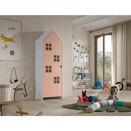 Vipack CASAMI BRUGES Schrank mit 1 T&uuml;r, 4 Fenster, Ausf&uuml;hrung MDF pink lackiert