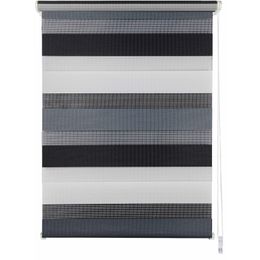 ONDECO Doppelrollo Just Triple Klemmfix Seitenzugrollo Blickdicht Klemmfix Farbe: Grau-Anthrazit, Gr&ouml;&szlig;e: 140x160 cm