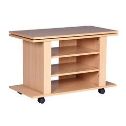 FineBuy Fernsehschrank Rollbar Drehbar TV Bank Schrank M&ouml;bel Fernsehtisch HiFi Rack Holz