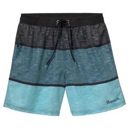 Badeshorts Bench. "Mac Kids", Kinder, Gr. 158/164, N-Gr, schwarz (schwarz, blau), Microfaser, Polyester, Badehosen Badeshorts, mit Melangeoptik