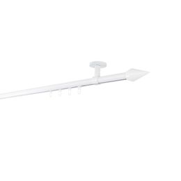 ONDECO Gardinenstange auf Ma&szlig; Innenlauf 20mm Kegel 1-lauf Deckentr&auml;ger 4cm mit Gleiter Farbe: Wei&szlig;, Gr&ouml;&szlig;e: 240cm