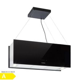 Klarstein Kronleuchter XL Inselabzugshaube 90cm Umluft 590m&sup3;/h LED Touch schwarz Schwarz