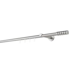 ONDECO Gardinenstange auf Ma&szlig; Innenlauf 20mm Rille 1-lauf Wandtr&auml;ger 12cm mit Gleiter Farbe: Edelstahl-Optik, Gr&ouml;&szlig;e: 340cm