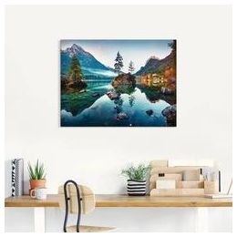 Wandbild Artland "Herbstszene des Hintersee vor Alpen", blau (farbe bild(er): blau), B:60cm H:45cm, Bilder, als Alubild, Leinwandbild, Poster in verschied. Gr&ouml;&szlig;en