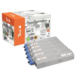 Peach O4648/49 5 Toner (2*bk, c/m/y) ersetzt OKI 46490404, 46490403, 46490402, 46490401 f&uuml;r z.B. OKI C 532 DN, OKI C 542 DN, OKI MC 563 DN (wiederaufbereitet)