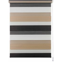 ONDECO Doppelrollo Just Triple Klemmfix Seitenzugrollo Blickdicht Klemmfix Farbe: Cappuccino, Gr&ouml;&szlig;e: 140x160 cm