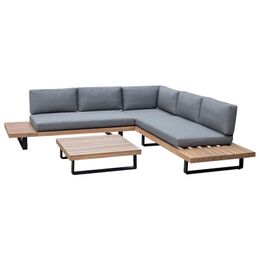Riess Ambiente riess-ambiente Gartenlounge Set ST. BARTH 255cm grau natur Akazie Sitzecke inkl. Tisch und Kissen