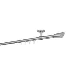 ONDECO Gardinenstange auf Ma&szlig; Innenlauf 20mm Rag 1-lauf Deckentr&auml;ger 4cm mit Gleiter Farbe: Edelstahl-Optik, Gr&ouml;&szlig;e: 270cm