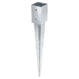 GAH Alberts Einschlag-Bodenh&uuml;lse ALBERTS "91x91 mm", silber (silberfarben), B:9,1cm, Stahl, Bodenanker, f&uuml;r Vierkantholzpfosten, Gesamtl&auml;nge 750 mm