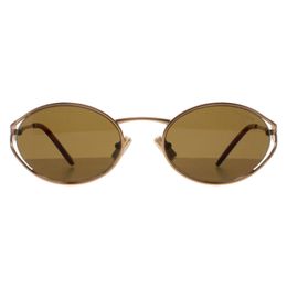 Miu Miu Oval Damenbrille Messing Gold Dunkelbraun Sonnenbrille MU52YS