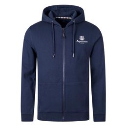 Aquascutum Active - Marineblauer Hoodie mit kleinem Logo und durchgehendem Rei&szlig;verschluss