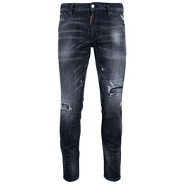 Dsquared2 &ndash; Entspannte schwarze Jeans mit verstarktem, langem Schritt und Rissen