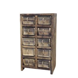 Chic Antique Grimaud Kommode mit 10 Backsteinformen H70/L40/B33 cm natur skandinavische Deko Online Shop