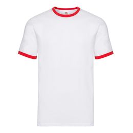 Fruit of the Loom - "Ringer 160" T-Shirt f&uuml;r Herren (Wei&szlig;/Rot)