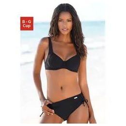 B&uuml;gel-Bikini Lascana, Damen, Gr. 40, Cup E, schwarz, Polyamid, unifarben, Bikini-Sets B&uuml;gel-Bikini, mit seitlich geraffter Bikinihose, Topseller