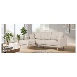 Ecksofa Home Affaire "TRIPLO optionale Schlafsofa mit Bettkasten, Ma&szlig;e B/T/H: 234/164/89 cm", beige, B:234cm H:89cm T:164cm, 88% Polyester, 9% Rayon, 3% Nylon, Sofas, Ecksofa, L-Form wahlweise mit Bettfunktion - Liegefl&auml;che 132x210 cm
