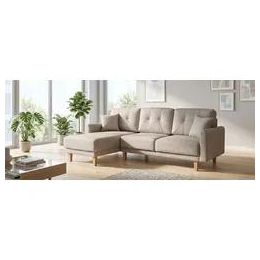 Ecksofa Home Affaire "TRIPLO optionale Schlafsofa mit Bettkasten, Ma&szlig;e B/T/H: 234/164/89 cm", beige (creme), B:234cm H:89cm T:164cm, 100% Polyester, Sofas, Ecksofa, L-Form wahlweise mit Bettfunktion - Liegefl&auml;che 132x210 cm
