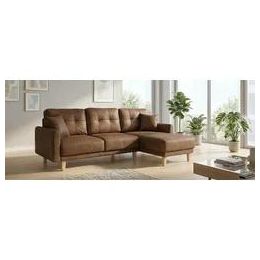 Ecksofa Home Affaire "TRIPLO optionale Schlafsofa mit Bettkasten, Ma&szlig;e B/T/H: 234/164/89 cm", braun (cognac), B:234cm H:89cm T:164cm, Sofas, Ecksofa, L-Form wahlweise mit Bettfunktion - Liegefl&auml;che 132x210 cm