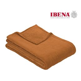 Wohndecke Ibena "Uni Fleecedecke Olbia", gelb (curry), B:130cm L:180cm, Polyester, Wohndecken, Wohndecke, einfarbig schick, Kuscheldecke