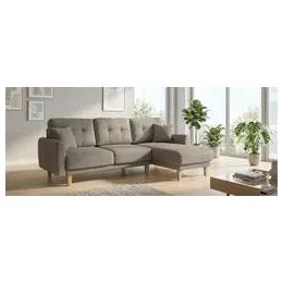 Ecksofa Home Affaire "TRIPLO optionale Schlafsofa mit Bettkasten, Ma&szlig;e B/T/H: 234/164/89 cm", grau (taupe), B:234cm H:89cm T:164cm, Sofas, Ecksofa, L-Form wahlweise mit Bettfunktion - Liegefl&auml;che 132x210 cm
