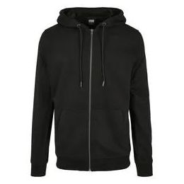 Kapuzenpullover Urban Classics "Urban Classics Herren Basic Terry Zip Hoody", Herren, Gr. L, schwarz, 65% Baumwolle, 35% Polyester, unifarben, normal, ohne Ausschnitt, Pullover Kapuzenpullover