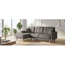 Ecksofa Home Affaire "TRIPLO optionale Schlafsofa mit Bettkasten, Ma&szlig;e B/T/H: 234/164/89 cm", grau (taupe), B:234cm H:89cm T:164cm, 100% Polyester, Sofas, Ecksofa, L-Form wahlweise mit Bettfunktion - Liegefl&auml;che 132x210 cm