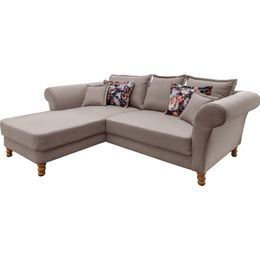 Ecksofa Home Affaire "Tassilo Mega Polsterecke mit Kaltschaum im Sitz, bequem, L-Form", grau (taupe), B:262cm H:95cm T:198cm, 100% Polyester, Sofas, Ecksofa, hoher Sitzkomfort, Breite 262cm, Komfortsitzh&ouml;he 48cm, zeitlos elegant