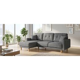 Ecksofa Home Affaire "TRIPLO optionale Schlafsofa mit Bettkasten, Ma&szlig;e B/T/H: 234/164/89 cm", grau, B:234cm H:89cm T:164cm, 100% Polyester, Sofas, Ecksofa, L-Form wahlweise mit Bettfunktion - Liegefl&auml;che 132x210 cm