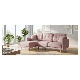 Ecksofa Home Affaire "TRIPLO optionale Schlafsofa mit Bettkasten, Ma&szlig;e B/T/H: 234/164/89 cm", rosa (flamingo), B:234cm H:89cm T:164cm, Sofas, Ecksofa, L-Form wahlweise mit Bettfunktion - Liegefl&auml;che 132x210 cm