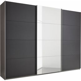 Schwebet&uuml;renschrank Rauch "Kleiderschrank Schrank Garderobe Schlafzimmerschrank DOBENE", grau (graumetallic), B:270cm H:210cm T:62cm, Holzwerkstoff, Schr&auml;nke, Schwebet&uuml;renschrank Kleiderschrank, mit gro&szlig;en Spiegelelementen, inkl. Schubladeneinsatz MADE IN GERMANY