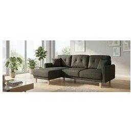 Ecksofa Home Affaire "TRIPLO optionale Schlafsofa mit Bettkasten, Ma&szlig;e B/T/H: 234/164/89 cm", grau (anthrazit), B:234cm H:89cm T:164cm, Sofas, Ecksofa, L-Form wahlweise mit Bettfunktion - Liegefl&auml;che 132x210 cm