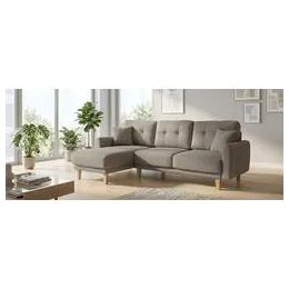 Ecksofa Home Affaire "TRIPLO optionale Schlafsofa mit Bettkasten, Ma&szlig;e B/T/H: 234/164/89 cm", grau (taupe), B:234cm H:89cm T:164cm, Sofas, Ecksofa, L-Form wahlweise mit Bettfunktion - Liegefl&auml;che 132x210 cm