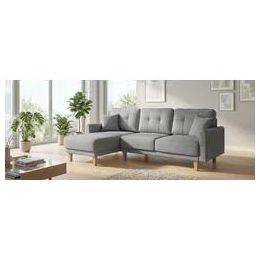 Ecksofa Home Affaire "TRIPLO optionale Schlafsofa mit Bettkasten, Ma&szlig;e B/T/H: 234/164/89 cm", grau (hellgrau), B:234cm H:89cm T:164cm, Sofas, Ecksofa, L-Form wahlweise mit Bettfunktion - Liegefl&auml;che 132x210 cm