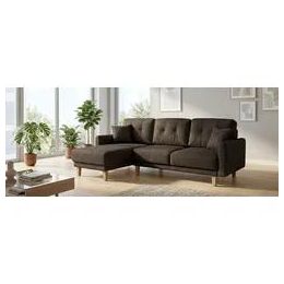 Ecksofa Home Affaire "TRIPLO optionale Schlafsofa mit Bettkasten, Ma&szlig;e B/T/H: 234/164/89 cm", braun, B:234cm H:89cm T:164cm, Sofas, Ecksofa, L-Form wahlweise mit Bettfunktion - Liegefl&auml;che 132x210 cm