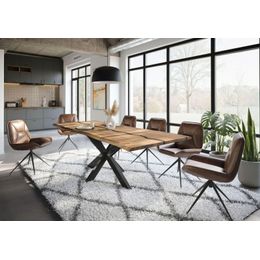 Baumtisch Mango 260x100x74 natur lackiert / Epoxid schwarz, Kreuzgestell anthrazit gl&auml;nzend EPOXY