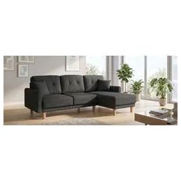 Ecksofa Home Affaire "TRIPLO optionale Schlafsofa mit Bettkasten, Ma&szlig;e B/T/H: 234/164/89 cm", schwarz, B:234cm H:89cm T:164cm, 100% Polyester, Sofas, Ecksofa, L-Form wahlweise mit Bettfunktion - Liegefl&auml;che 132x210 cm