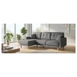 Ecksofa Home Affaire "TRIPLO optionale Schlafsofa mit Bettkasten, Ma&szlig;e B/T/H: 234/164/89 cm", grau, B:234cm H:89cm T:164cm, 100% Polyester, Sofas, Ecksofa, L-Form wahlweise mit Bettfunktion - Liegefl&auml;che 132x210 cm