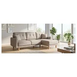 Ecksofa Home Affaire "TRIPLO optionale Schlafsofa mit Bettkasten, Ma&szlig;e B/T/H: 234/164/89 cm", beige (creme), B:234cm H:89cm T:164cm, 100% Polyester, Sofas, Ecksofa, L-Form wahlweise mit Bettfunktion - Liegefl&auml;che 132x210 cm