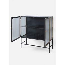 bonprix Metall Schrank, schwarz, Gr.85x80 cm, Moderner Schrank mit goldfarbenen Akzenten
