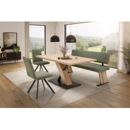 Essgruppe MASSIVLINE & MORE "SK Kota", braun, gr&uuml;n, cara 5614 gr&uuml;n, artisan oak, B:140cm H:87cm T:59cm, Holzwerkstoff, Metall, Stoff, Sitzm&ouml;bel-Sets, Essgruppe
